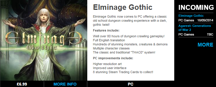 Looks like Elminage Gothic is releasing on September 18th, pre-order ...