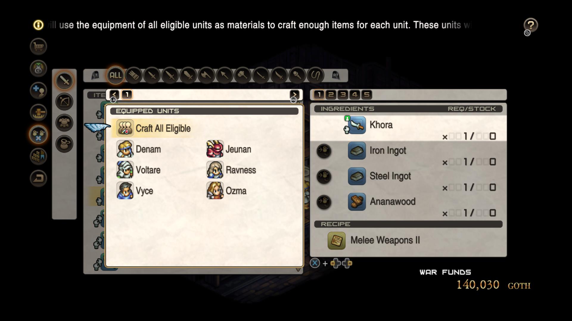 Tactics Ogre Reborn Crafting Guide | RPG Site